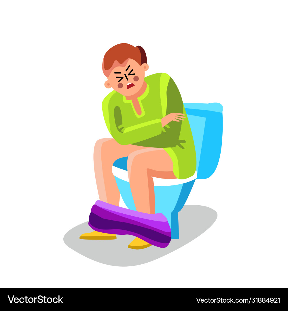 Mann mit Durchfall schmerzhafte sitzende Toilette Vektorbild