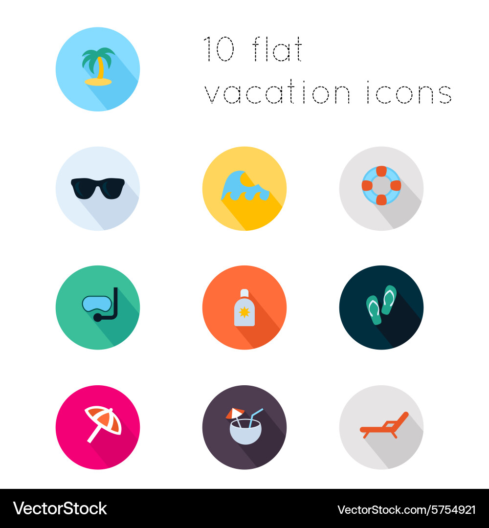 Modern flat icons collection with long shadow Vector Image