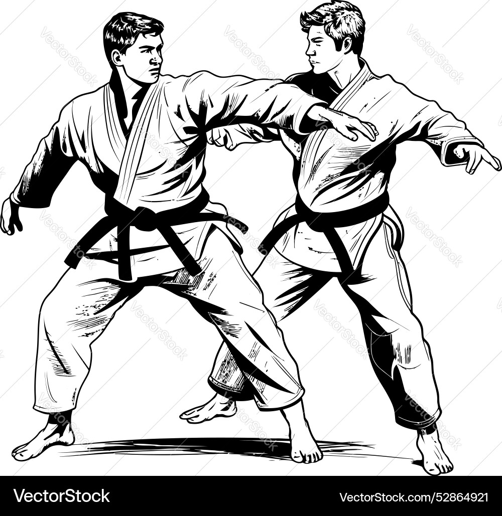 Twin tandem emblem icon balanced brawl martial Vector Image