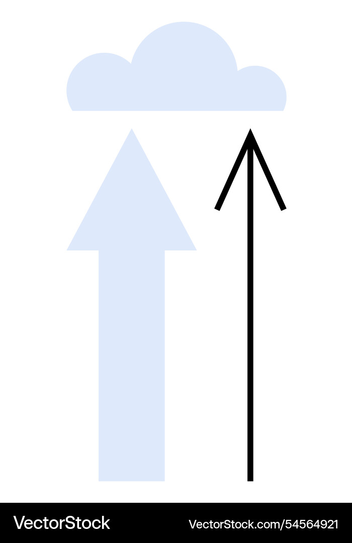 Upward arrows pointing to cloud highlighting Vector Image