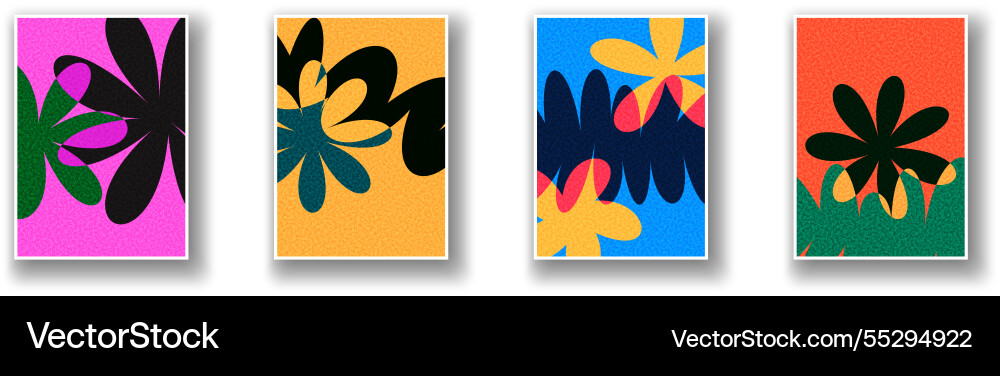 Abstrakte überlappende Blumenformen Kunst Vektorbild