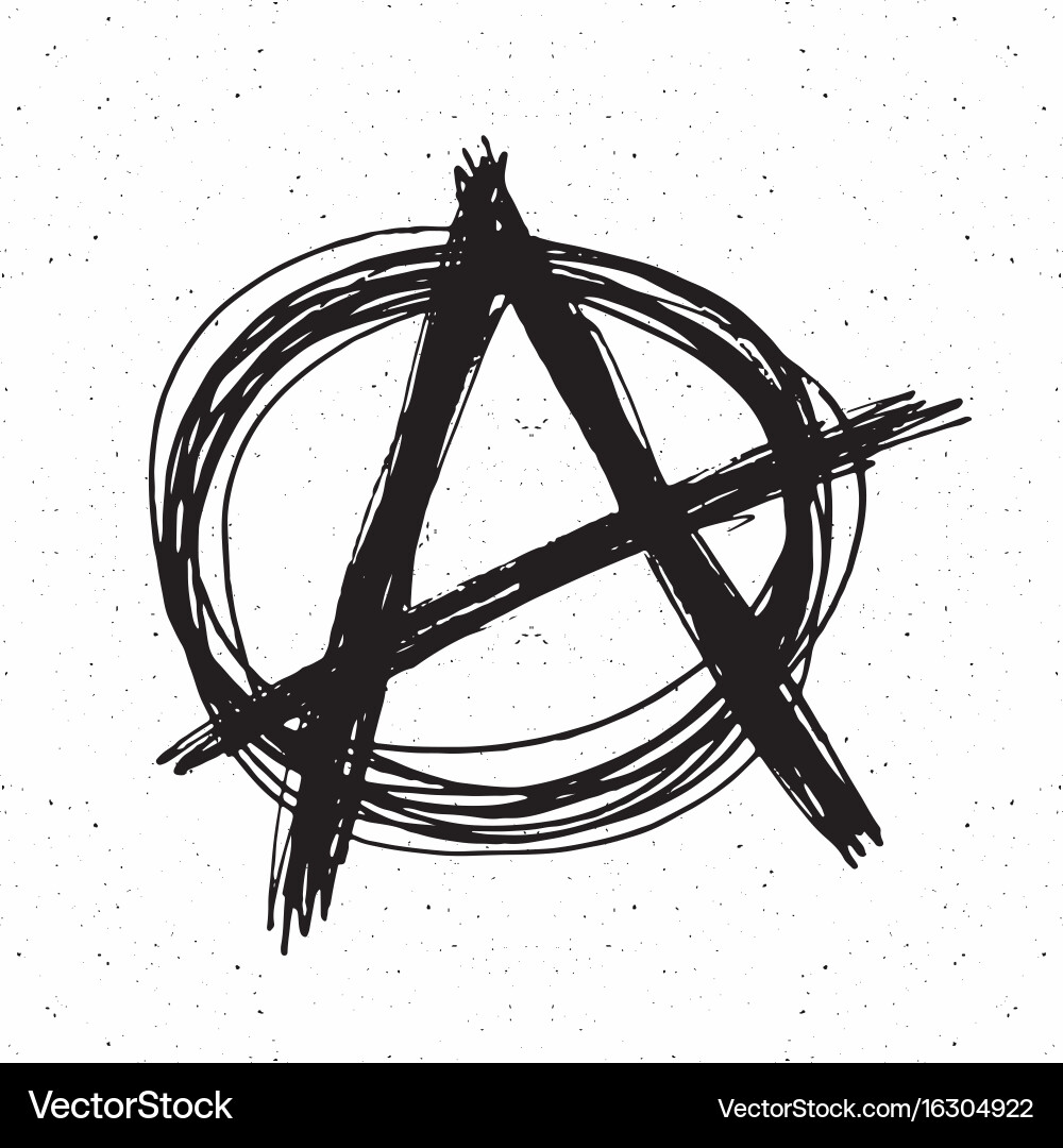 Anarchy sign hand drawn sketch textured grunge Vector Image