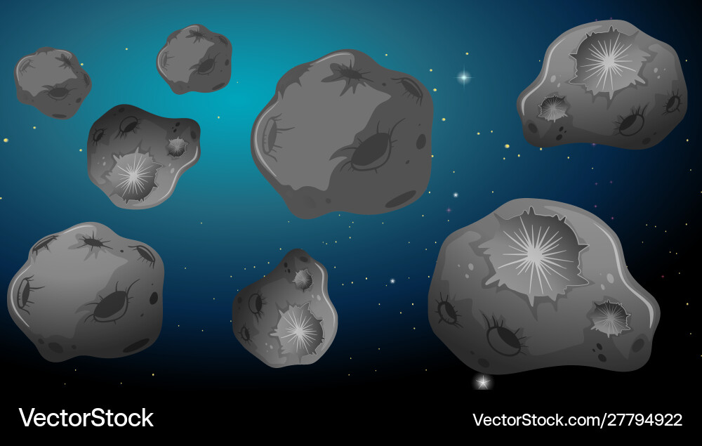Asteroid space background scene Royalty Free Vector Image