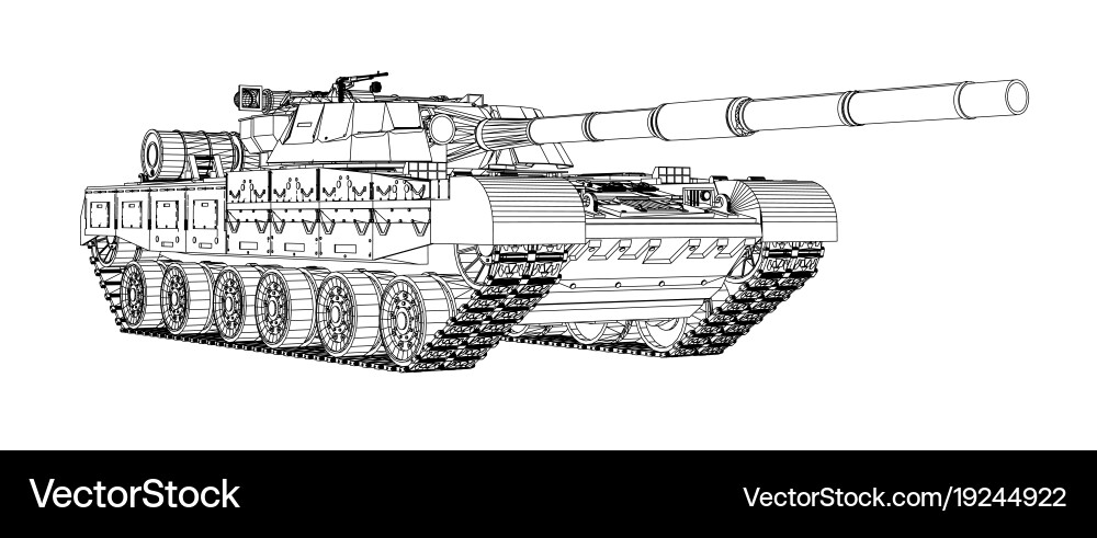 Blueprint of realistic tank Royalty Free Vector Image