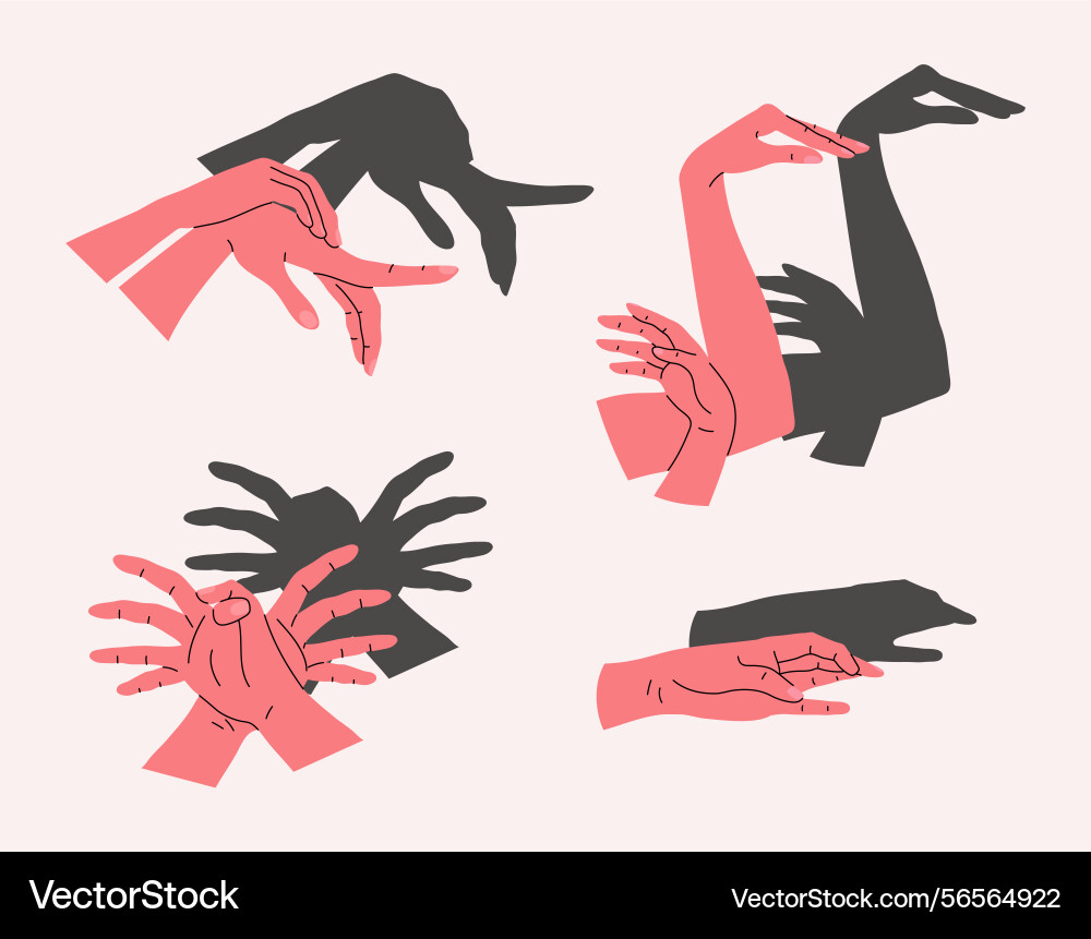 Cartoon color different hand shadow puppets spider