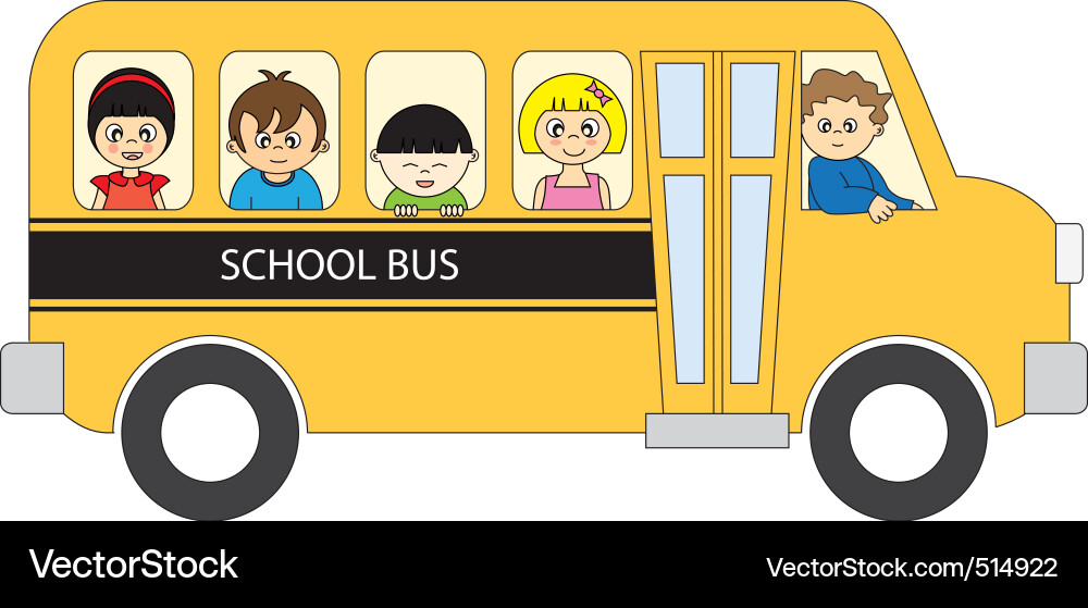 Cartoon School Bus Scene Royalty Free Vector Image