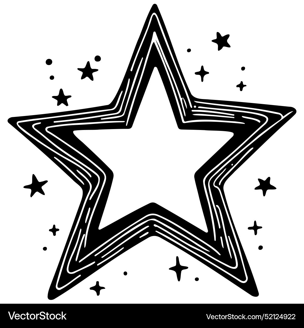 Cartoon star drawing realistic hand drawing line Vector Image