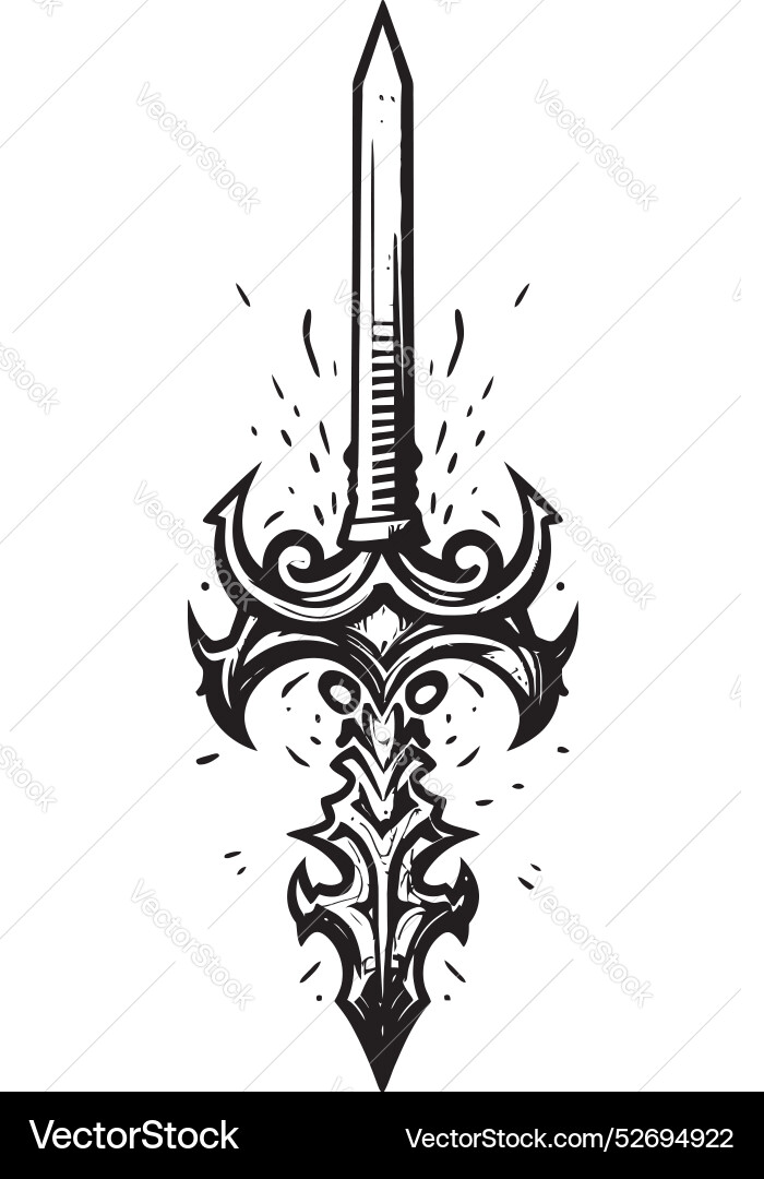 Celestial conquest fantasy sword logo runeblade Vector Image