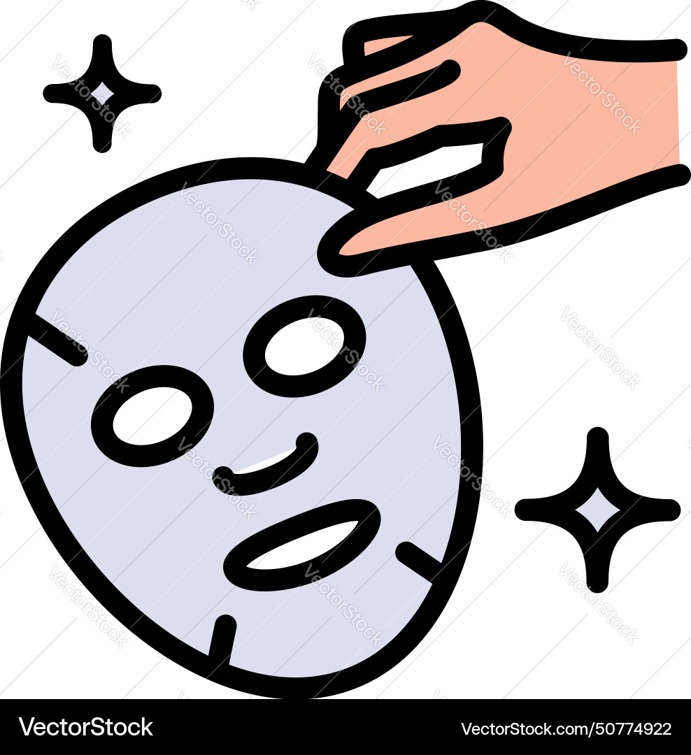 Facial sheet mask line icon face cosmetics mask Vector Image