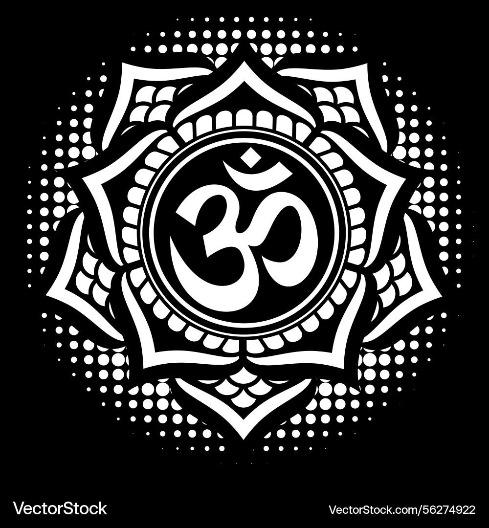 Intricate black and white om symbol mandala Vector Image