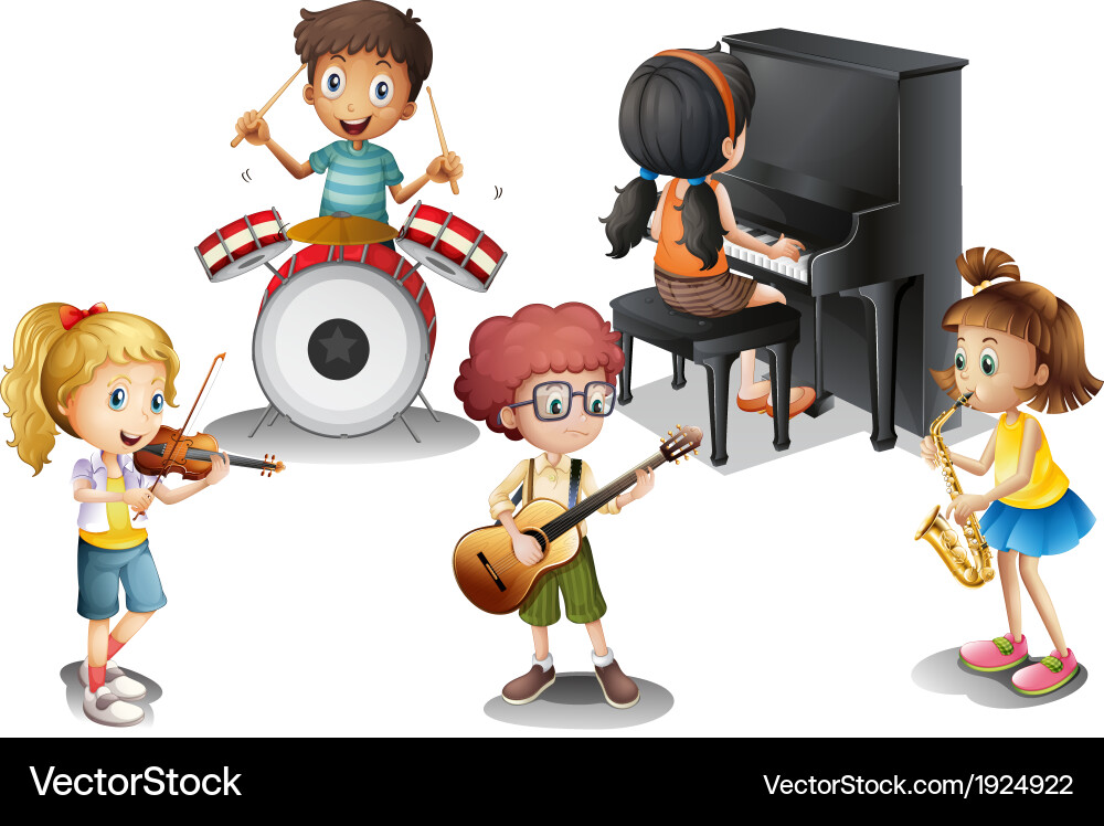 Kids Playing Musical Instruments Royalty Free Vector Image