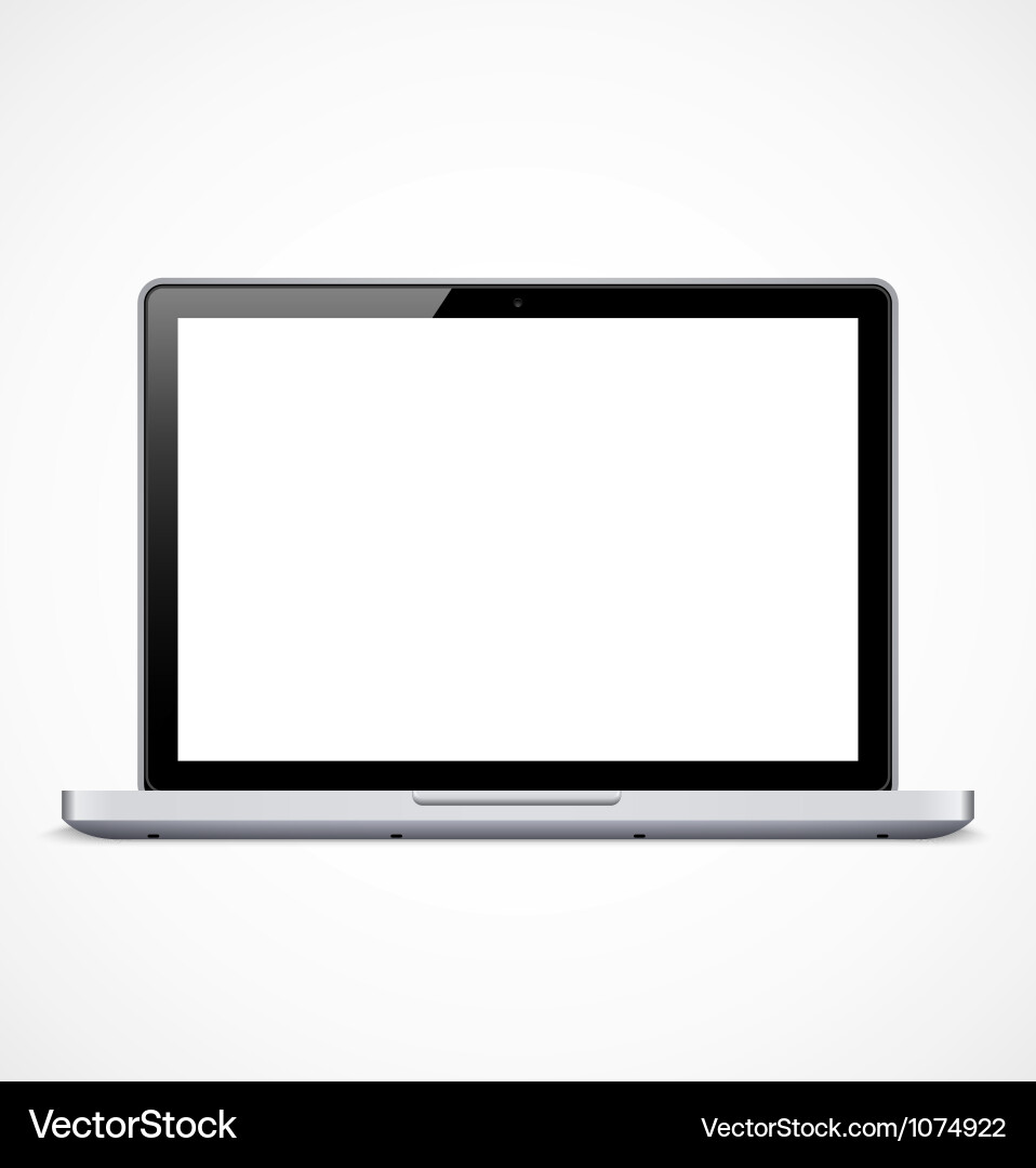 Laptop with white screen Royalty Free Vector Image