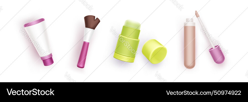 Makeup products 3d icon set Royalty Free Vector Image