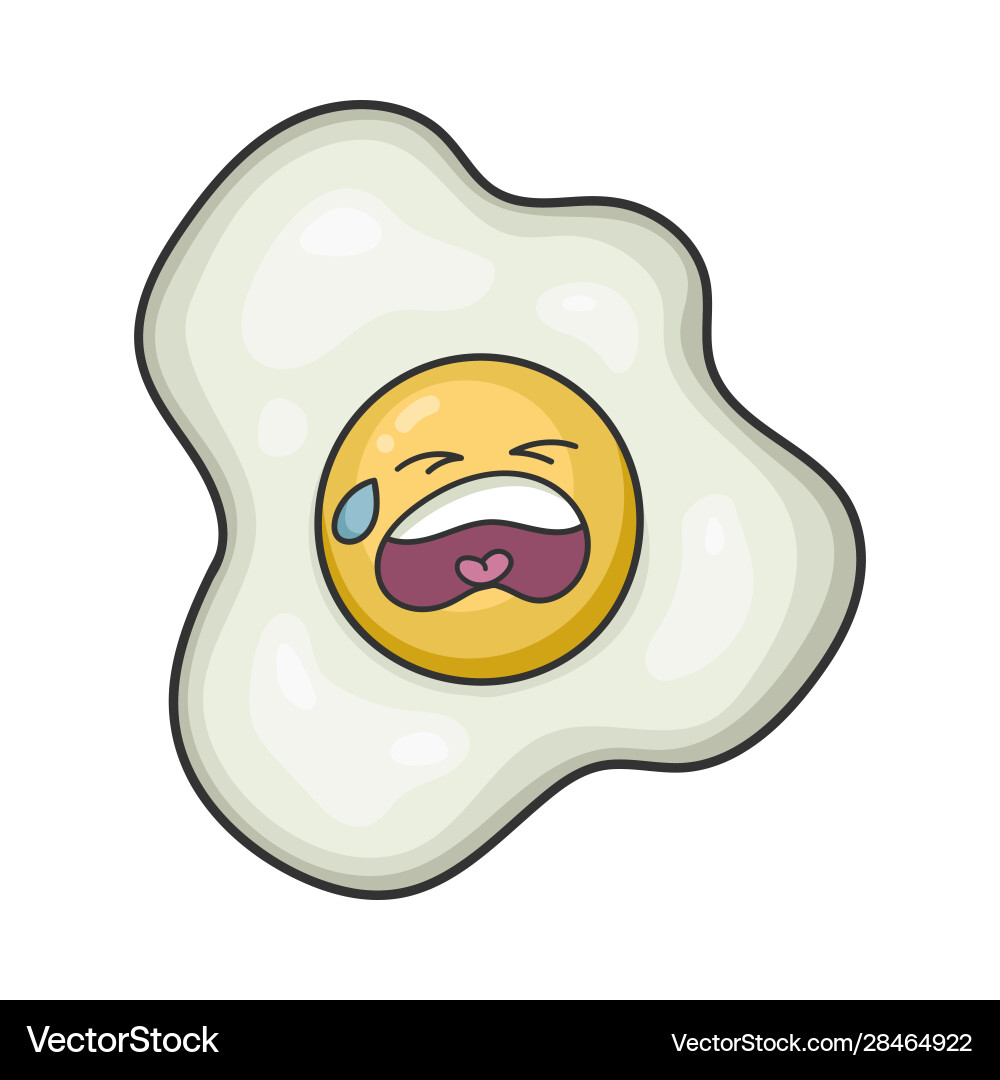 Sad crying fried egg cartoon Royalty Free Vector Image