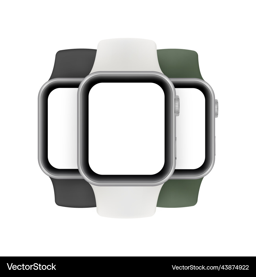 Smart watches mockups with blank screen screens Vector Image