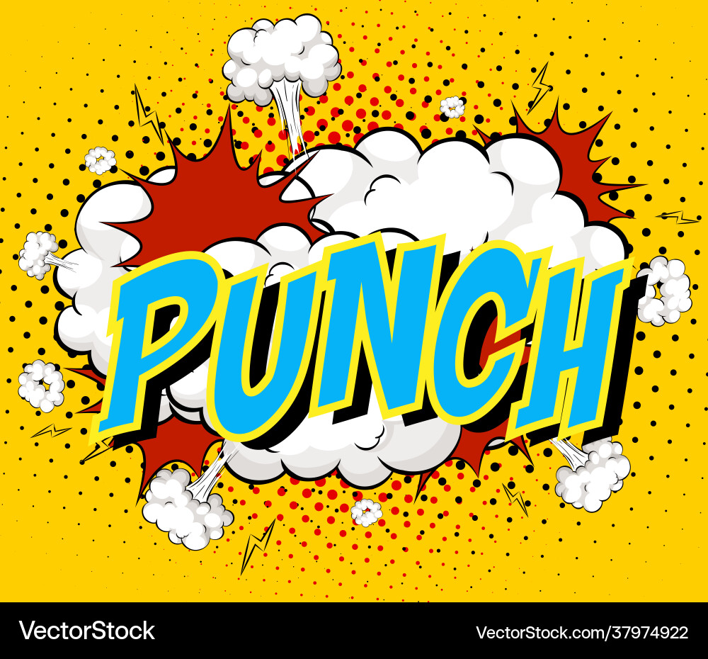 Word punch on comic cloud explosion background Vector Image