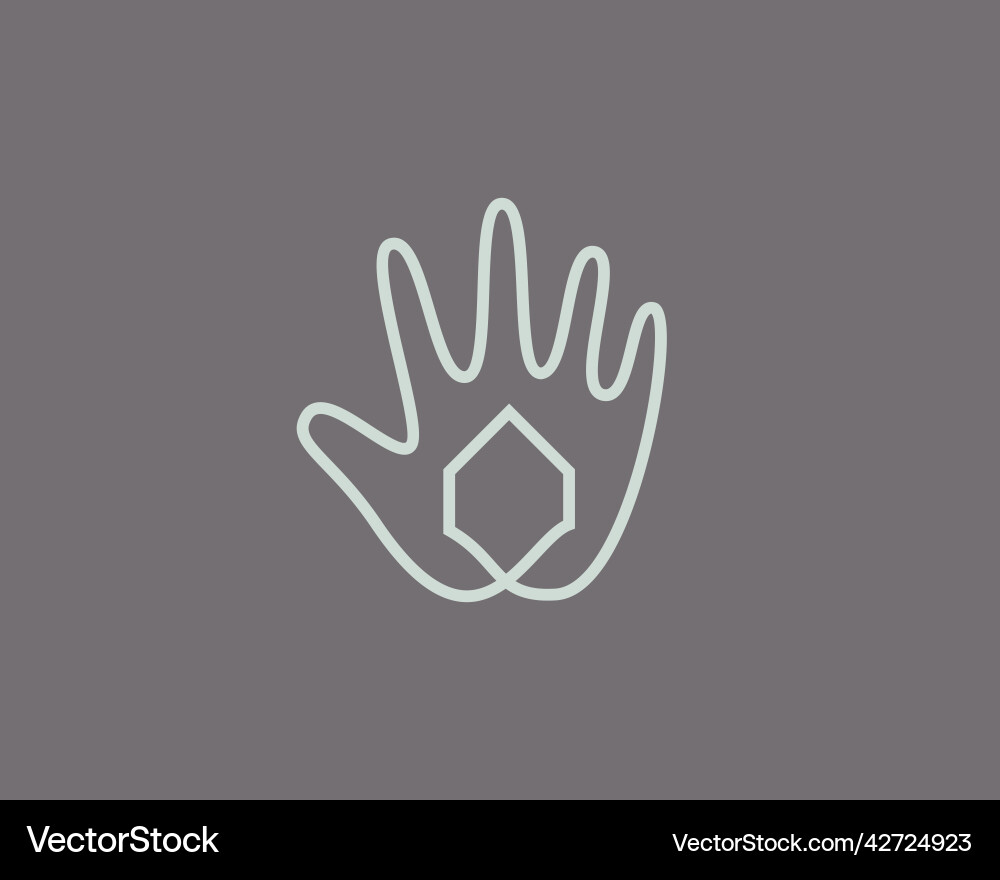 Abstract hand palm with house building logo Vector Image