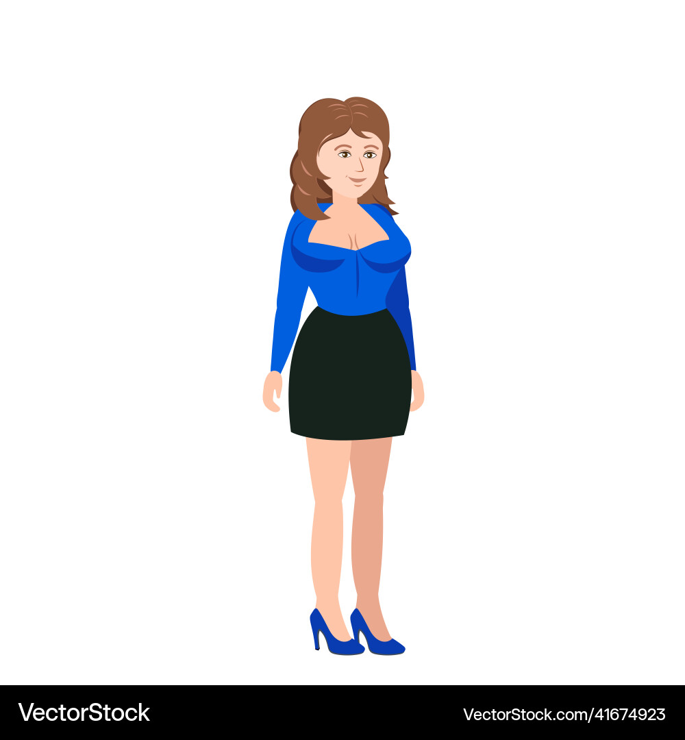 Cartoon girl with big breasts Royalty Free Vector Image
