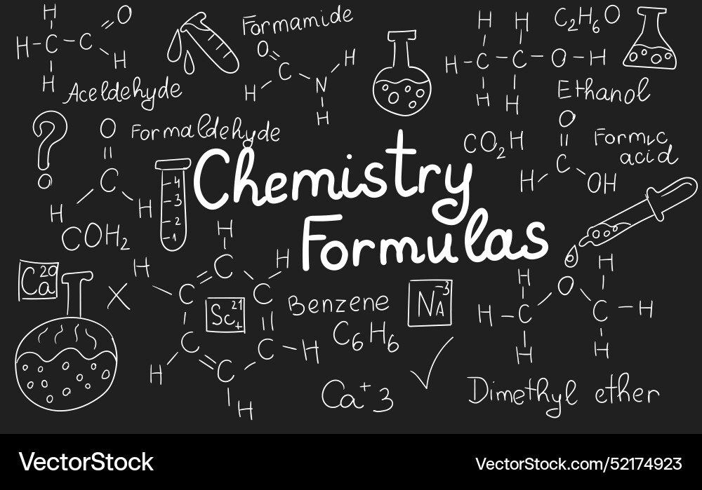 Chemistry formulas science and education Vector Image