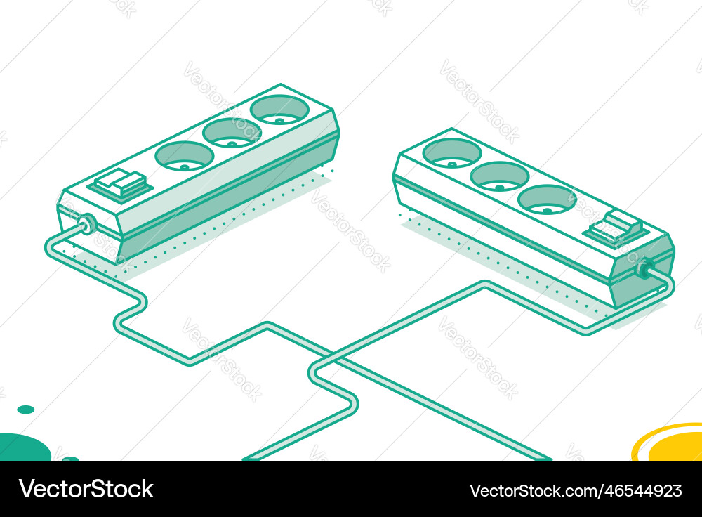 Electrical power socket strip isometric outline Vector Image