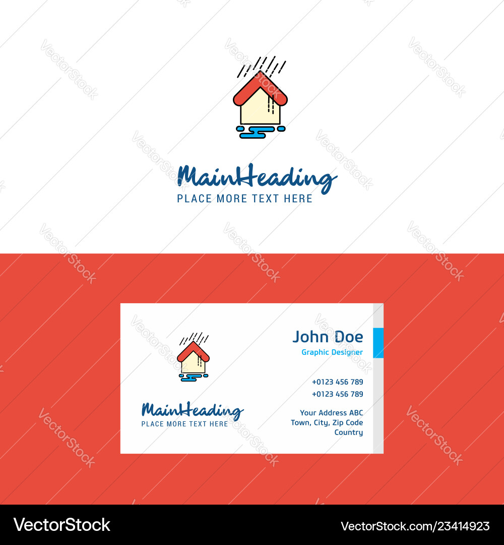 Flat raining logo and visiting card template Vector Image