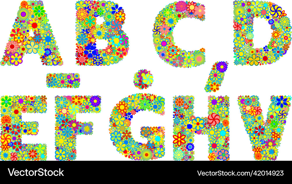 Flower font Royalty Free Vector Image - VectorStock