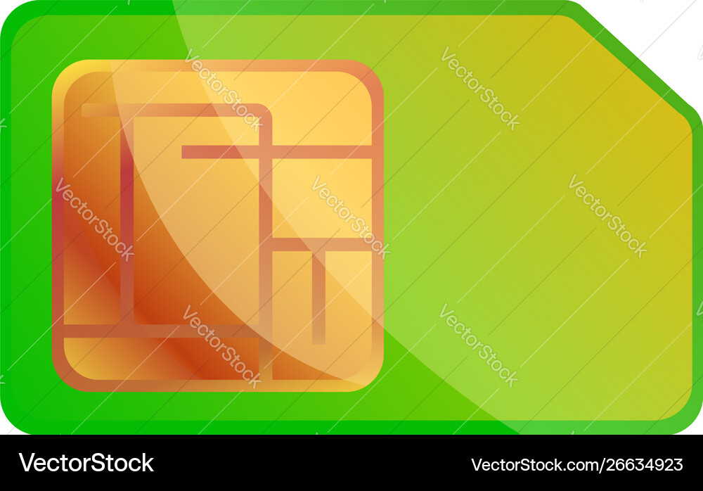 Green sim card icon cartoon style Royalty Free Vector Image
