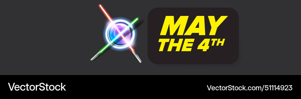 May the 4th with glowing light Royalty Free Vector Image