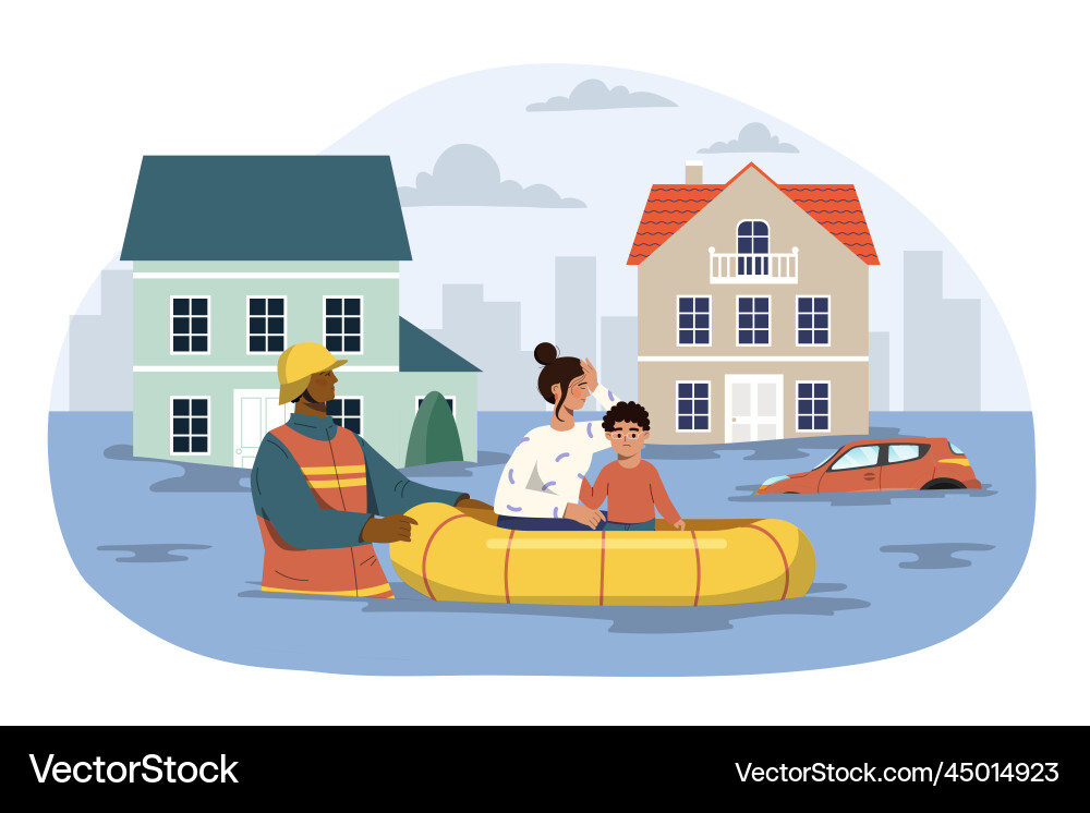 People and flood Royalty Free Vector Image - VectorStock