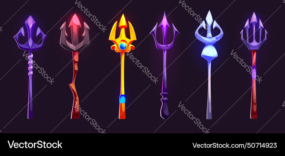 Poseidon or neptune magic trident Royalty Free Vector Image