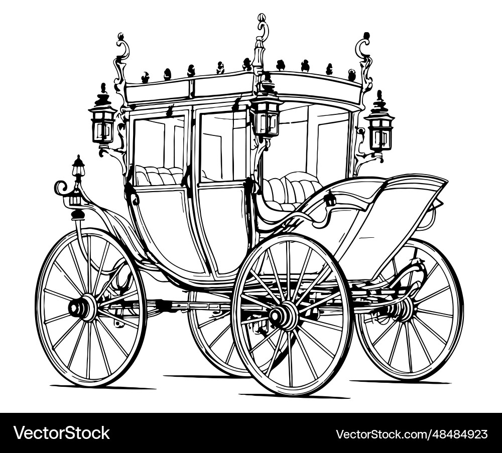 Royal Carriage Sketch Royalty Free Vector Image