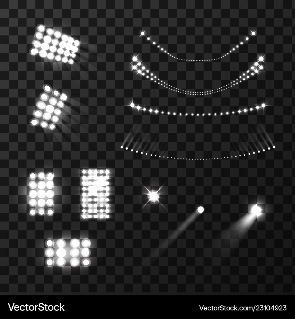 Stadium lights realistic set Royalty Free Vector Image