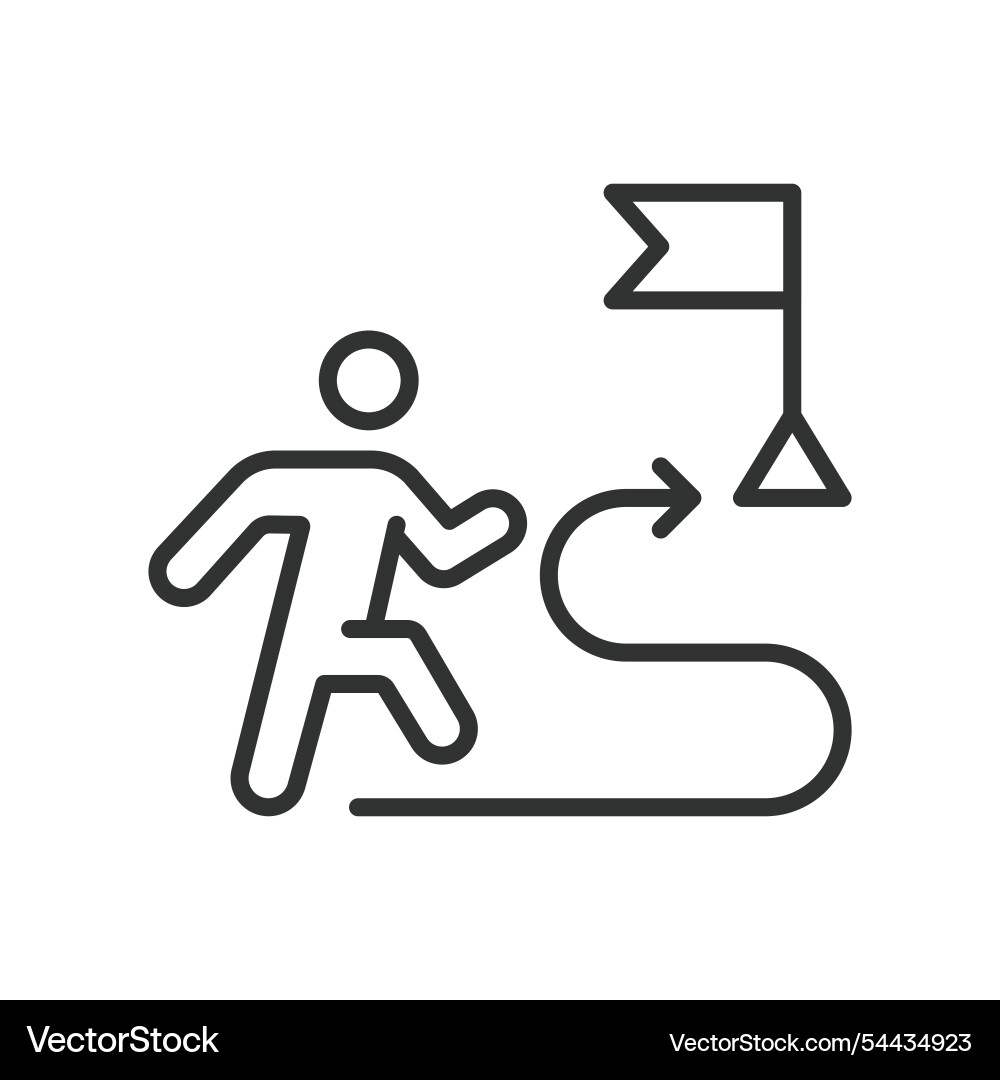 Way to flag icon in line design destination Vector Image