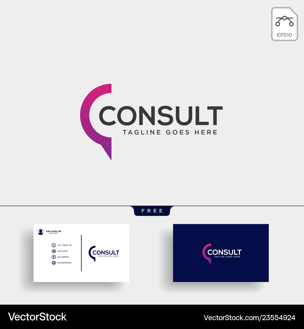 Business consult logo template with card Vector Image