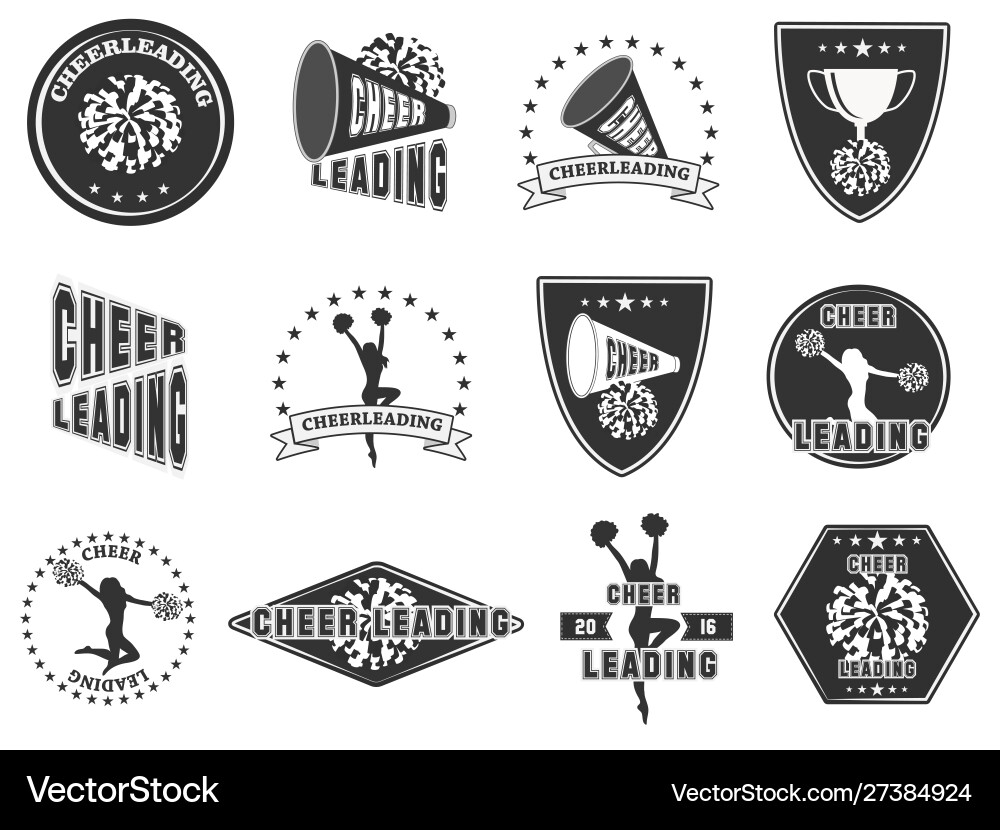 Cheerleading Labels & Logos Royalty Free Vector Image