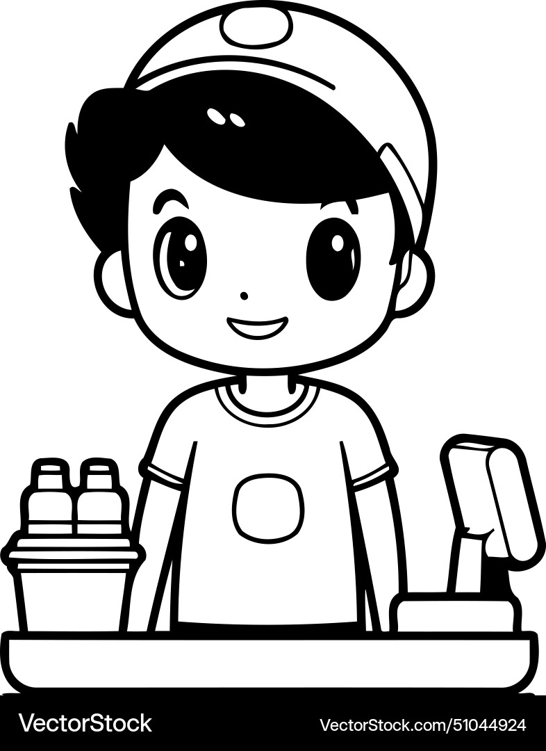 Cute cartoon boy with toothbrush and toothpaste Vector Image