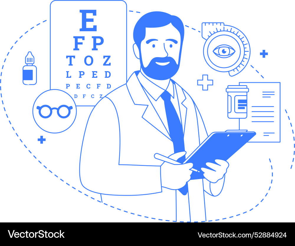 Eye doctor one color isolated Royalty Free Vector Image