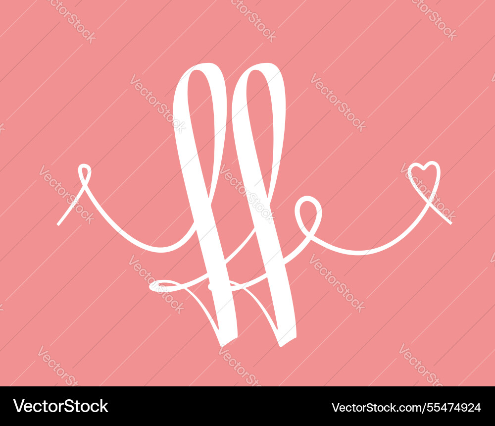 Ff initial wedding monogram calligraphy hand Vector Image
