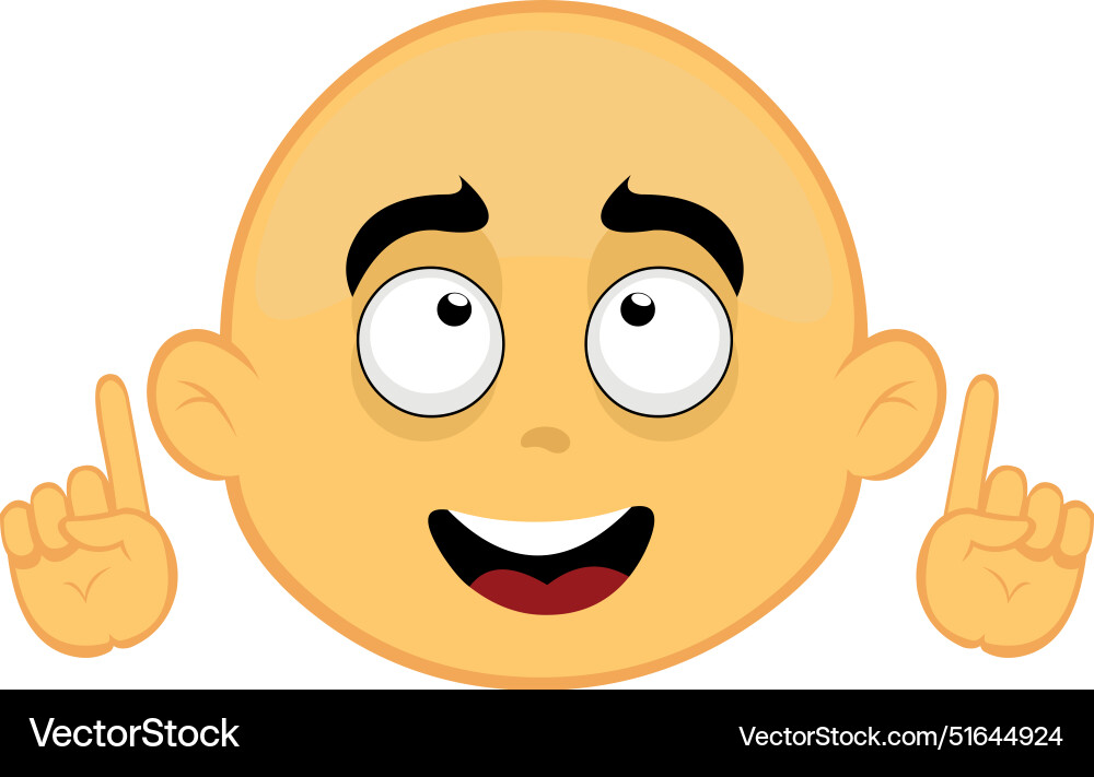 Head character yellow hands pointing up Royalty Free Vector