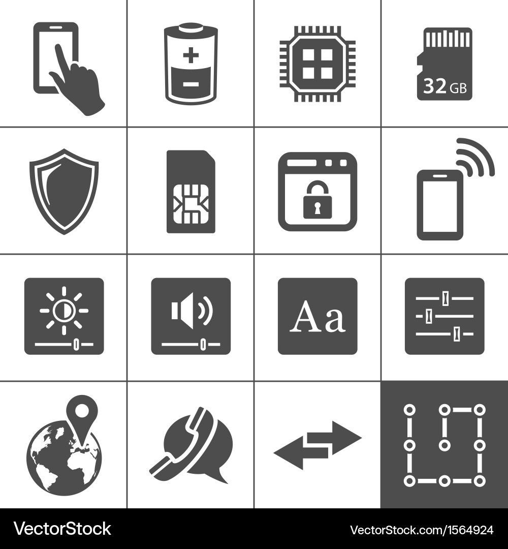 Mobile device settings icons Royalty Free Vector Image