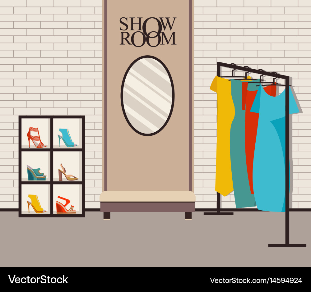 Modern loft interior showroom fashion Royalty Free Vector