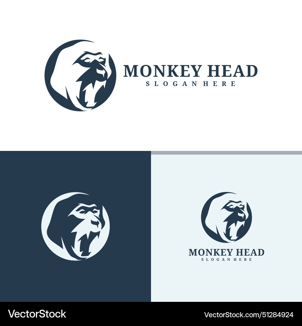 Monkey head logo design angry Royalty Free Vector Image