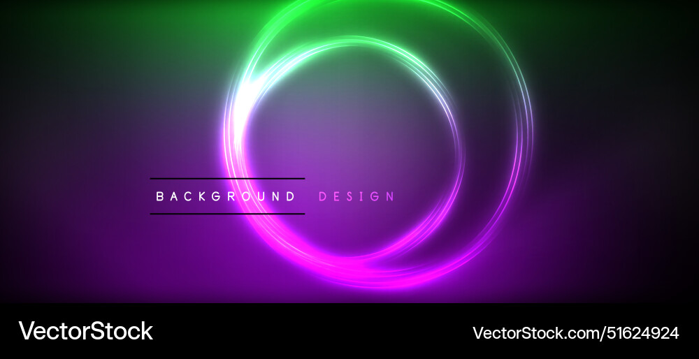 Neon glowing circle rays light round lines Vector Image