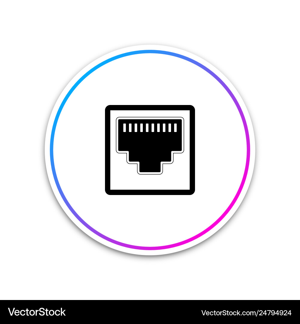 Network port - cable socket icon isolated on white