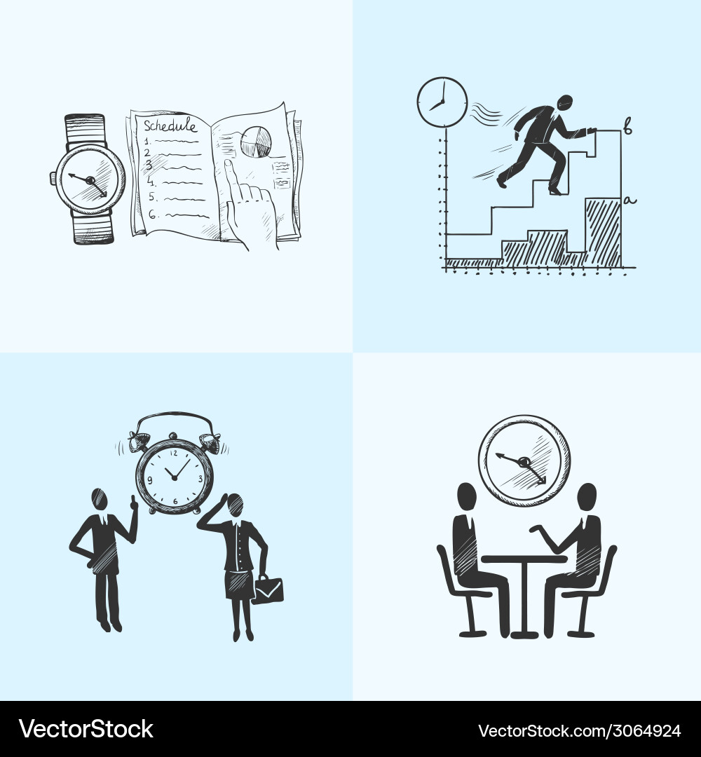 Time management composition sketch Royalty Free Vector Image