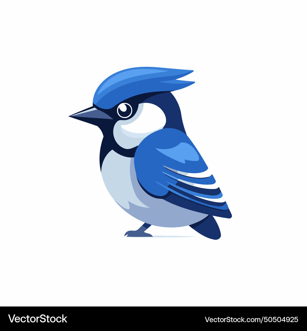 Cartoon Blue Tit Bird Isolated On White Royalty Free Vector