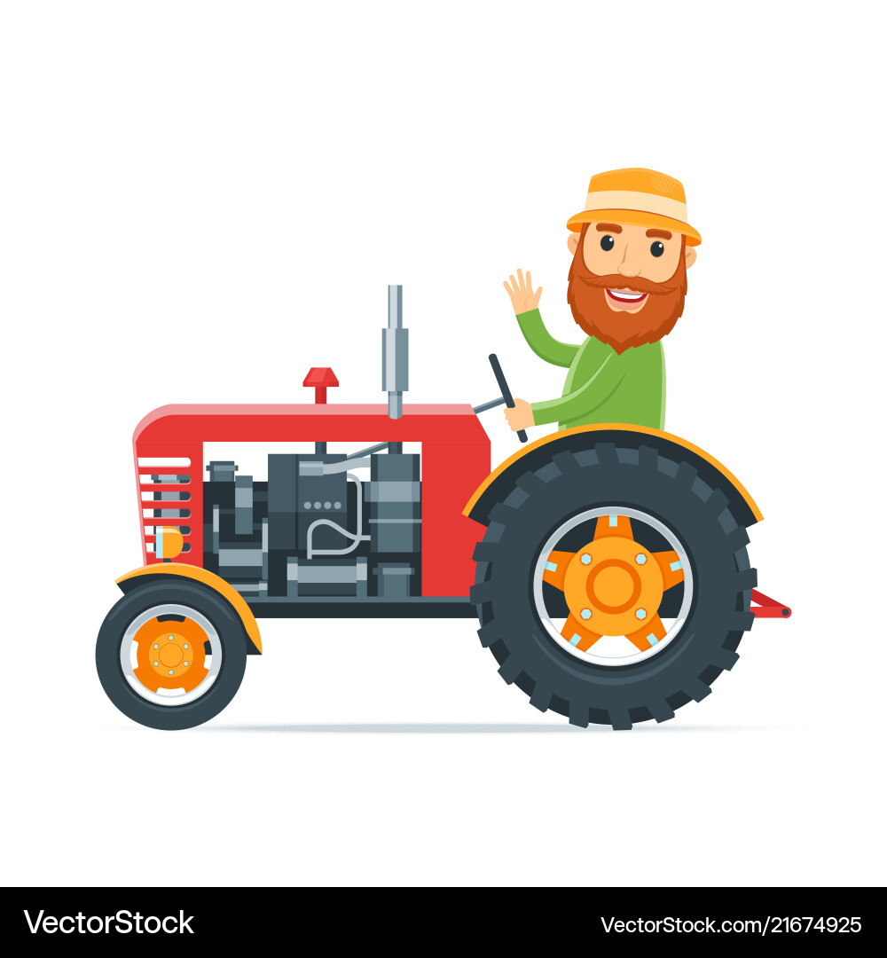 Cartoon farmer on tractor Royalty Free Vector Image