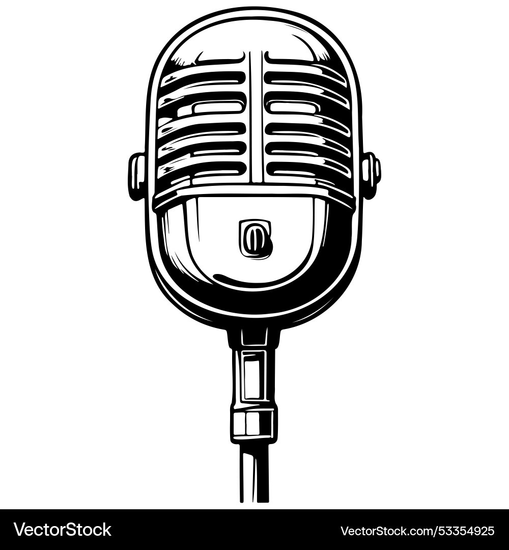 Cartoon microphone drawing line head art Vector Image