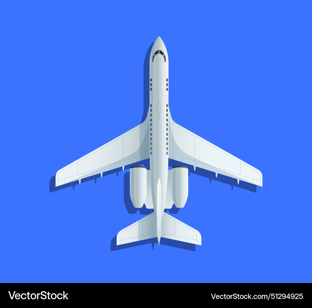 Commercial airliner ascending against a blue Vector Image