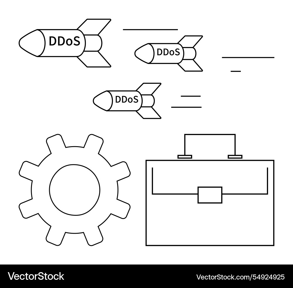 Cyberattack threat with ddos missiles targeting Vector Image
